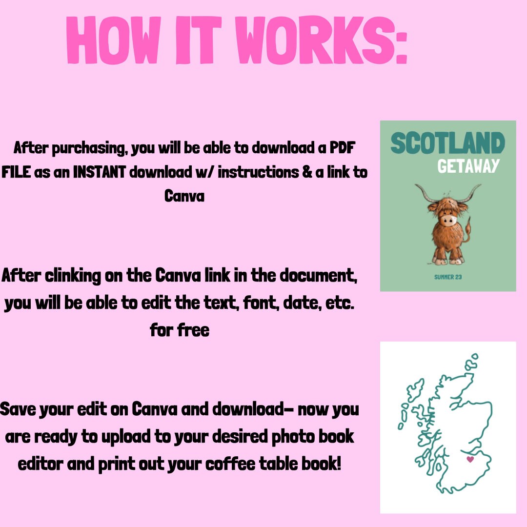 SCOTLAND Travel Print Photo Book Template | Customizable Coffee Book ...