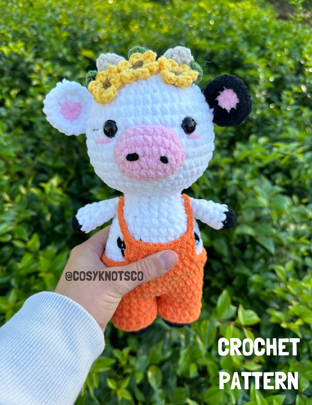Cow Sunflower Plush Crochet Pattern | Cow Pattern | Cow Amigurumi PDF ...
