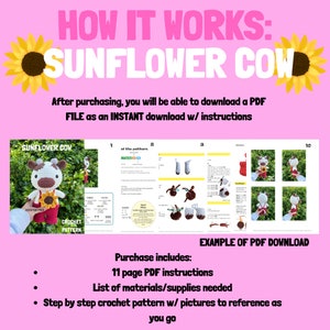 Cow Plush Sunflower Crochet Pattern | Cow Pattern | Cow Amigurumi PDF ...