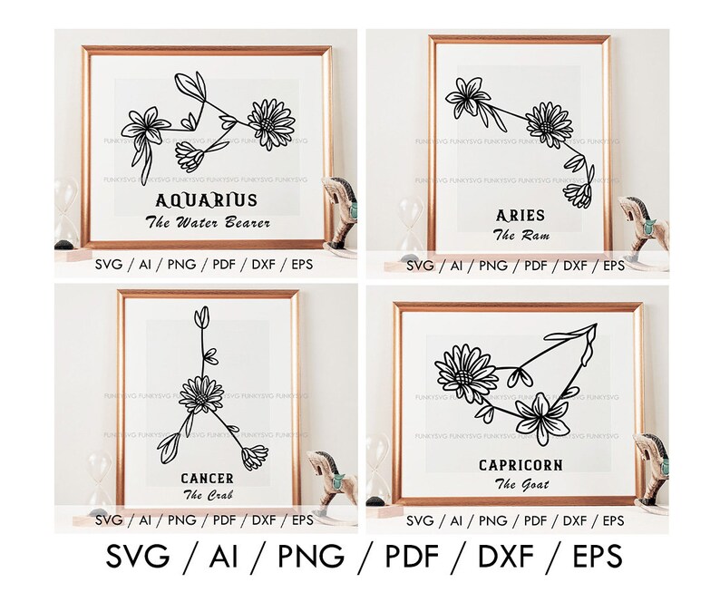 Bundle of 12 Hand Illustrated Constellation Signs SVG Eps | Etsy
