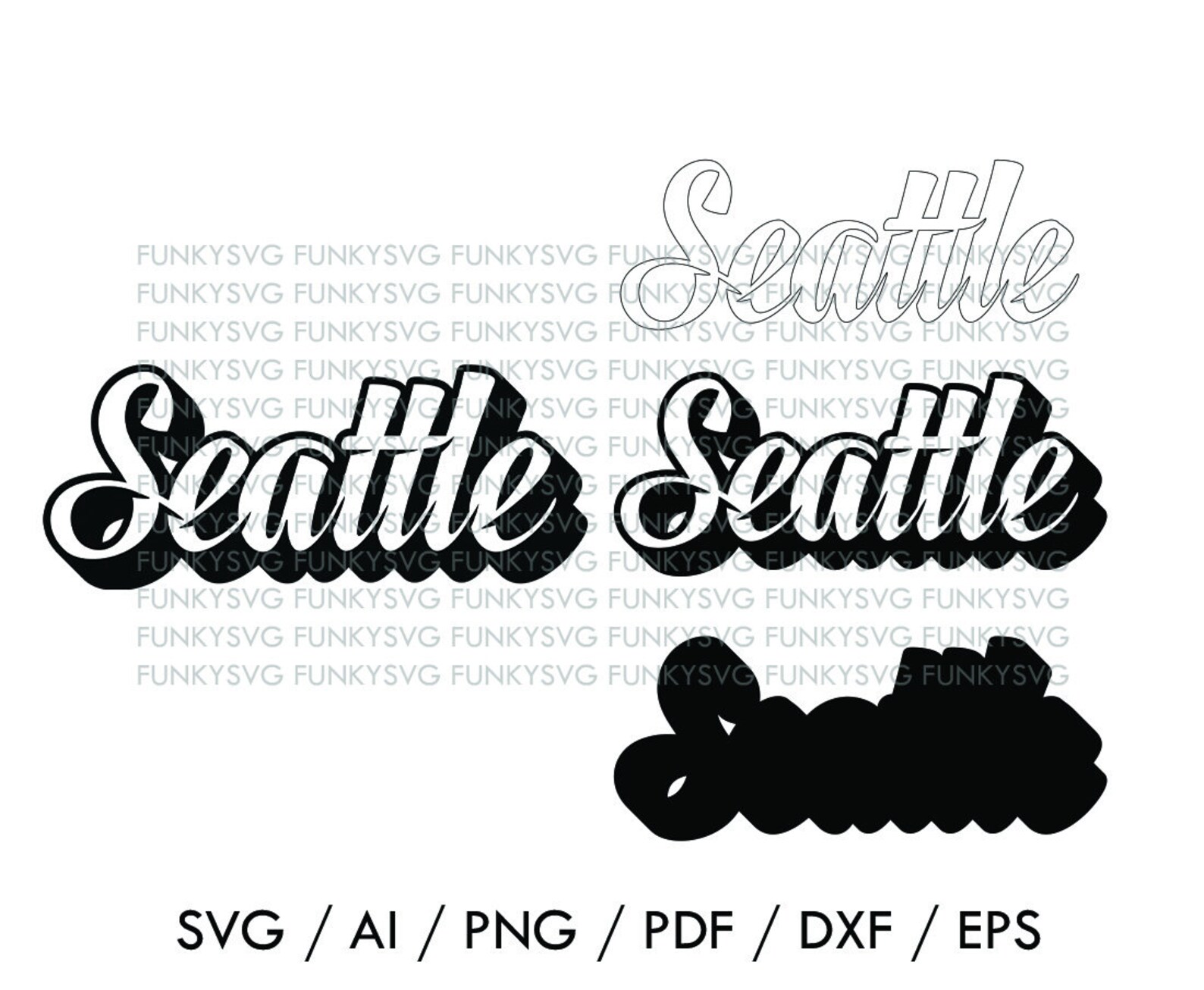 Seattle SVG Eps Png Illustrated Svg Home States Svg USA - Etsy
