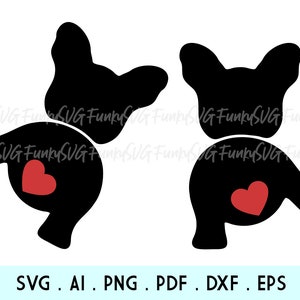 Frenchie Bulldog - SVG EPS PNG, Illustrated Svg, Dog Butt Svg, Pet Svg ...