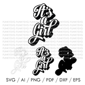 It's a Girl SVG Eps Png, Illustrated Svg, Gender Reveal Svg, It's a Boy ...