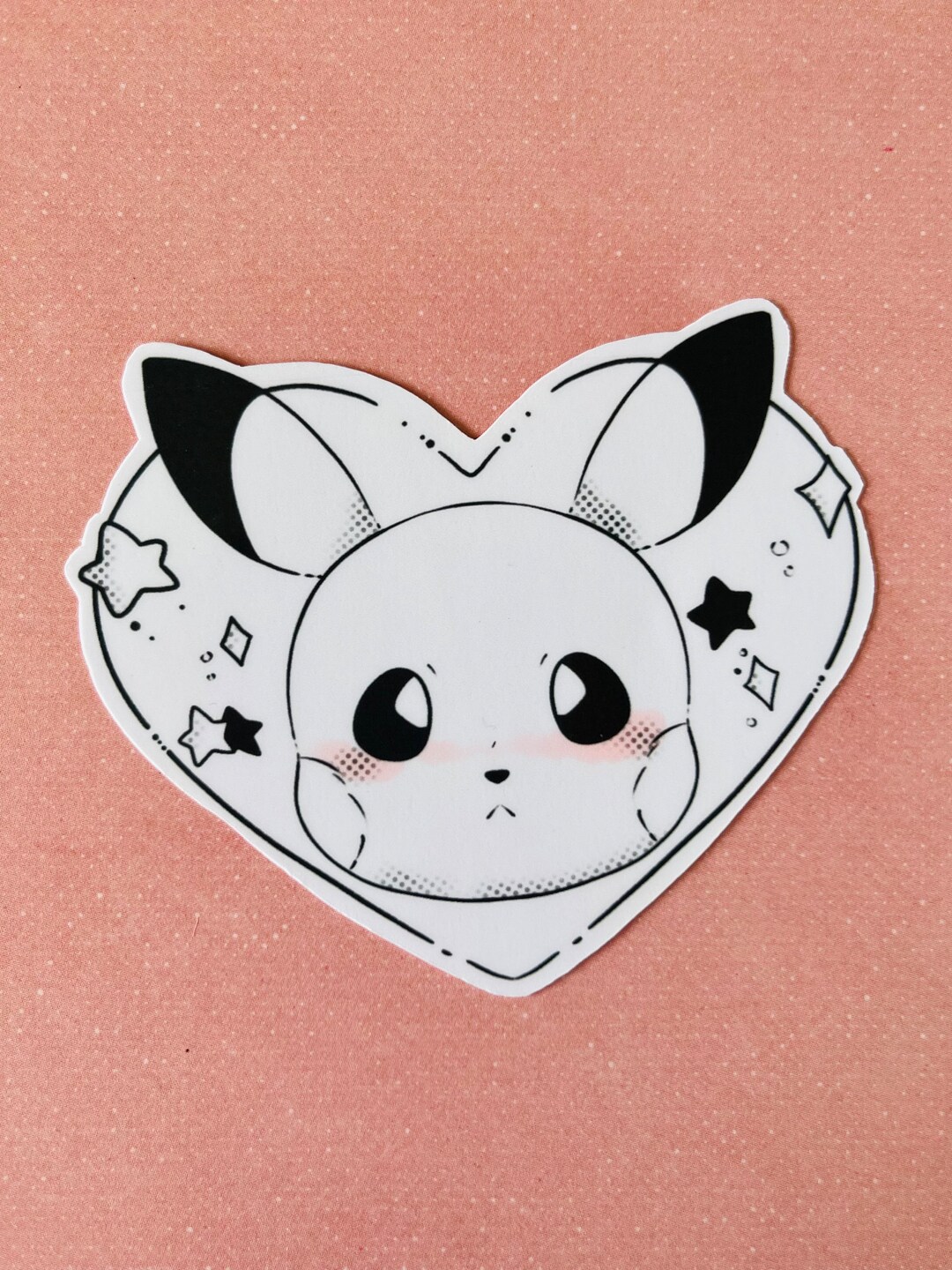 Pikachu Heart Sticker Pokemon Cute Glitter Laminated Kawaii Stickers - Etsy