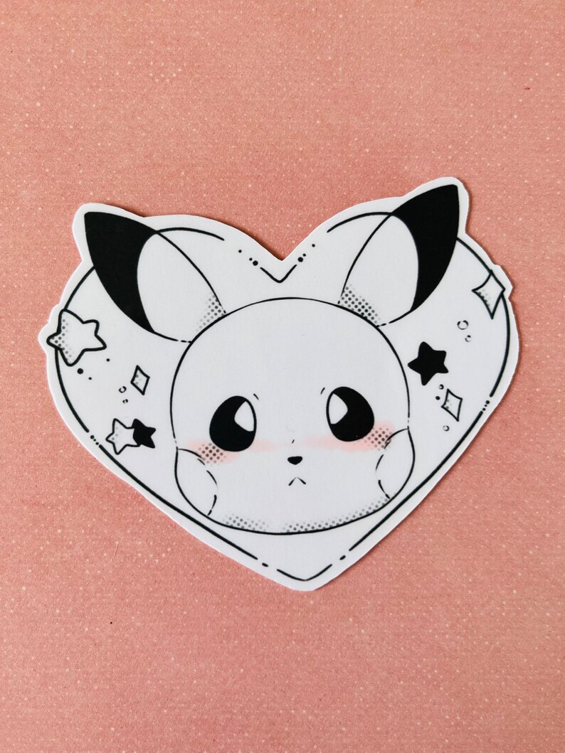 Pikachu Heart Sticker Pokemon Cute Glitter Laminated Kawaii Stickers - Etsy