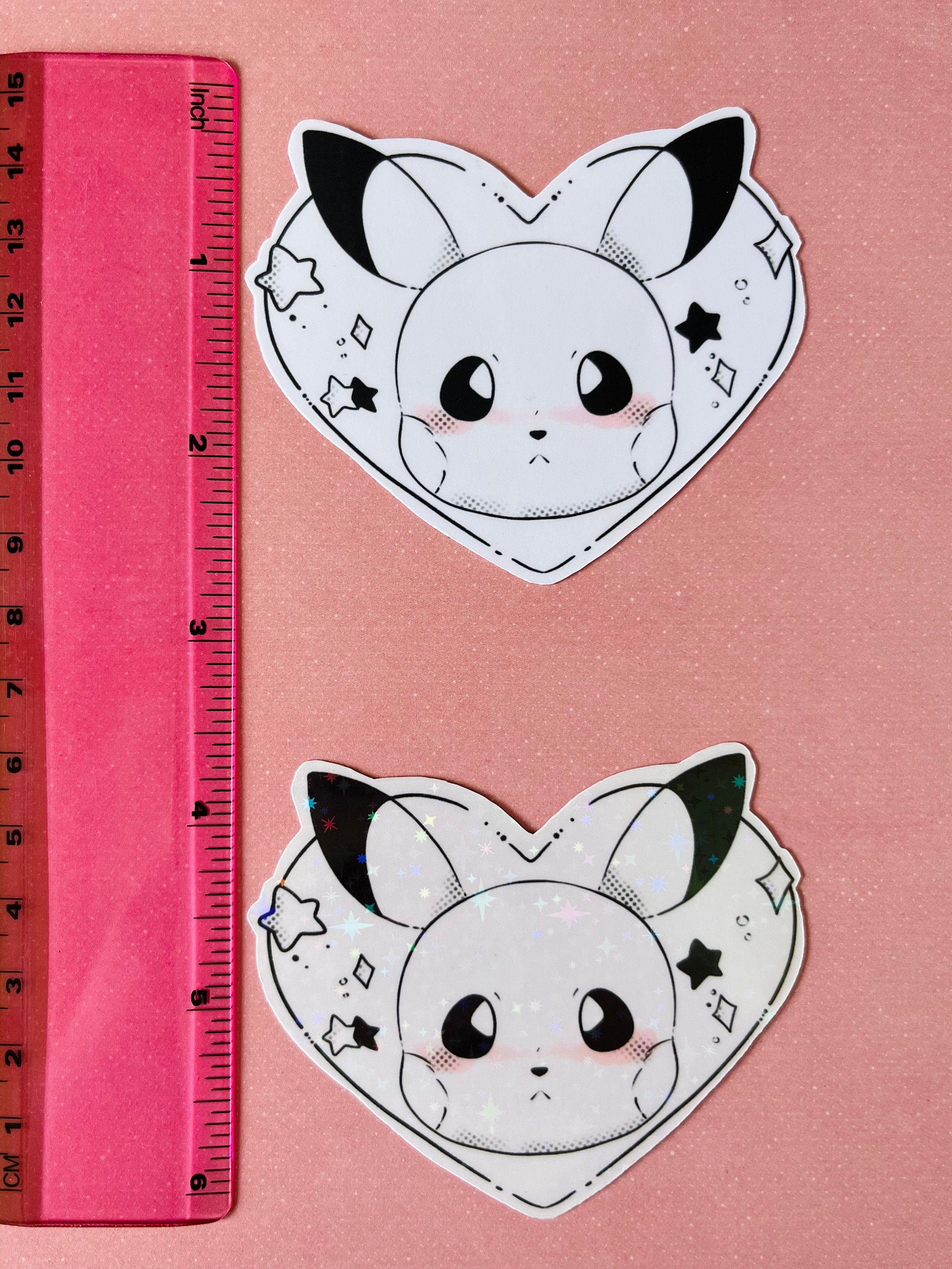 Pikachu Heart Sticker Pokemon Cute Glitter Laminated Kawaii Stickers - Etsy