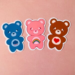 Care Bear Sticker Cute Glitter Grumpy Bear Cheer Bear Tender Heart Bear - Laminated Kawaii ...