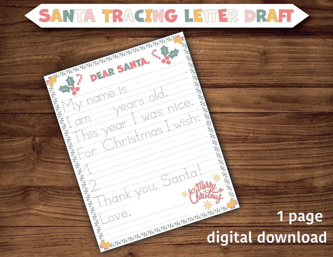 Printable Letter to Santa With Letter and Number Tracing: Great ...