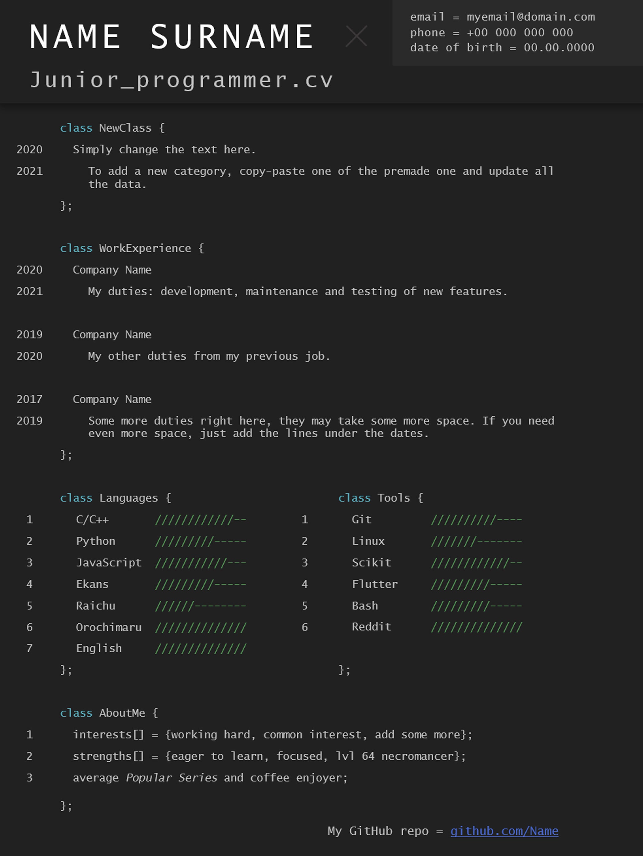 Resume Template CV Template Word Programming Art IT - Etsy