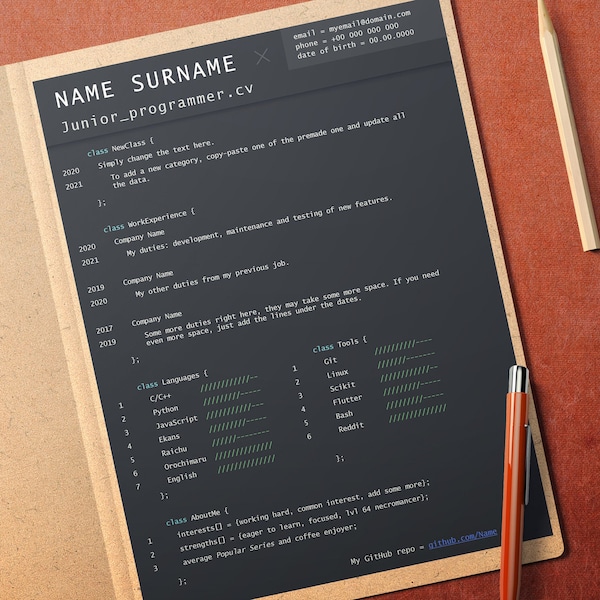 Cv Template - Etsy