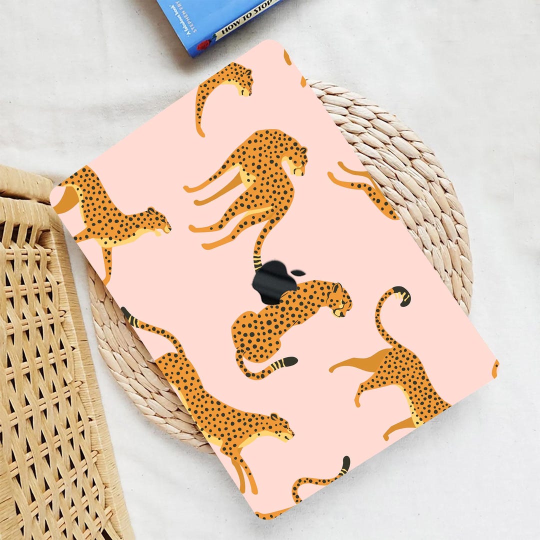 Leopard Print MacBook Case, Cheetah Pink Rubberized Cover + Keyboard ...
