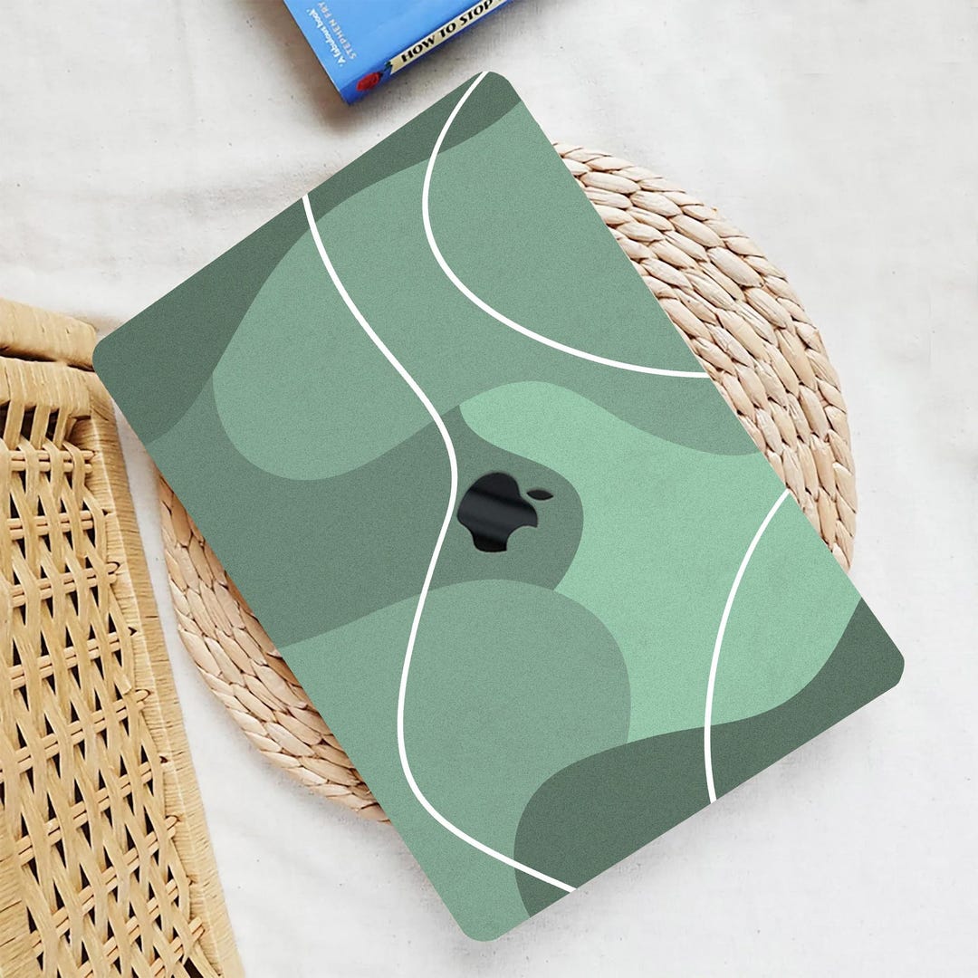 Green Abstract Lines MacBook Case + Keyboard Skin - Etsy