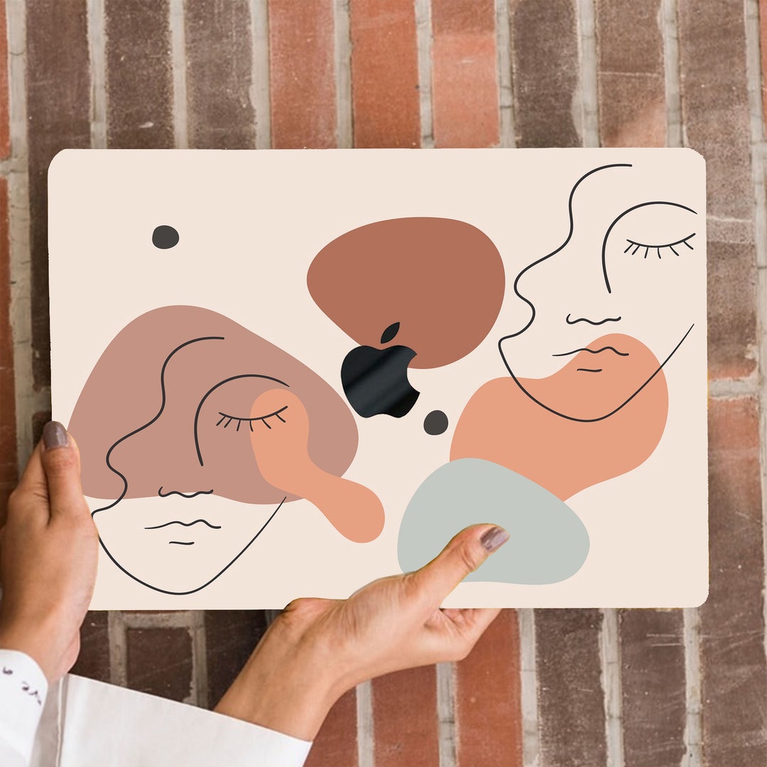 Black Lines Faces Artwork Painting Hard Case MacBook Air Pro 13 14 15 ...