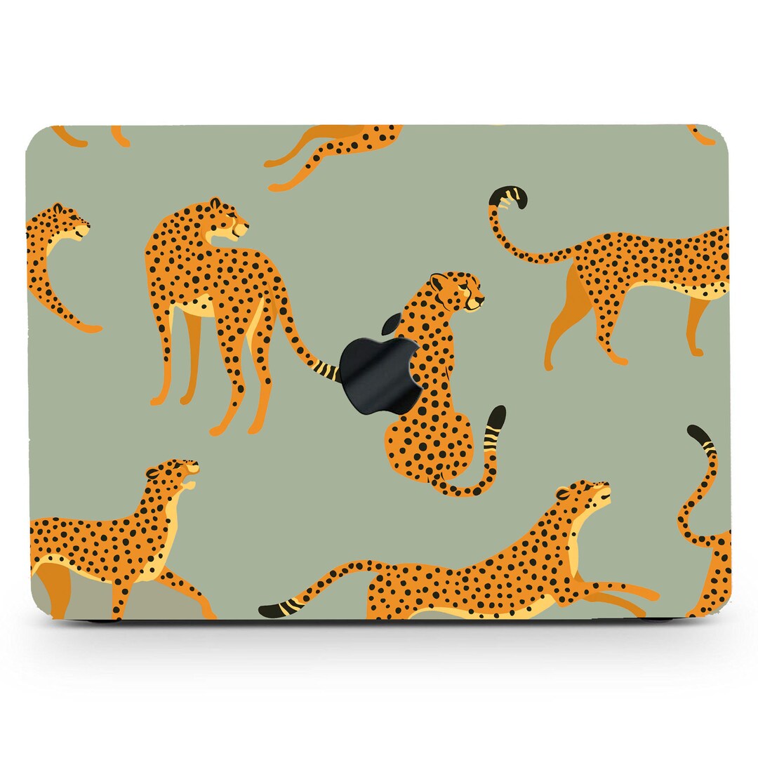Green Background Leopards Painting Hard Case MacBook Air Pro 13 14 15 ...