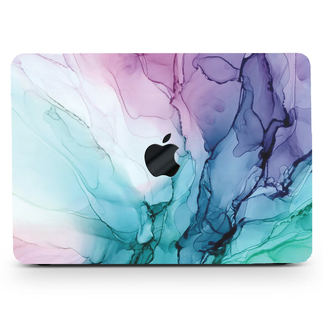 Teal Purple Alcohol Inks Pattern Painting Hard Case MacBook Air Pro 13 ...