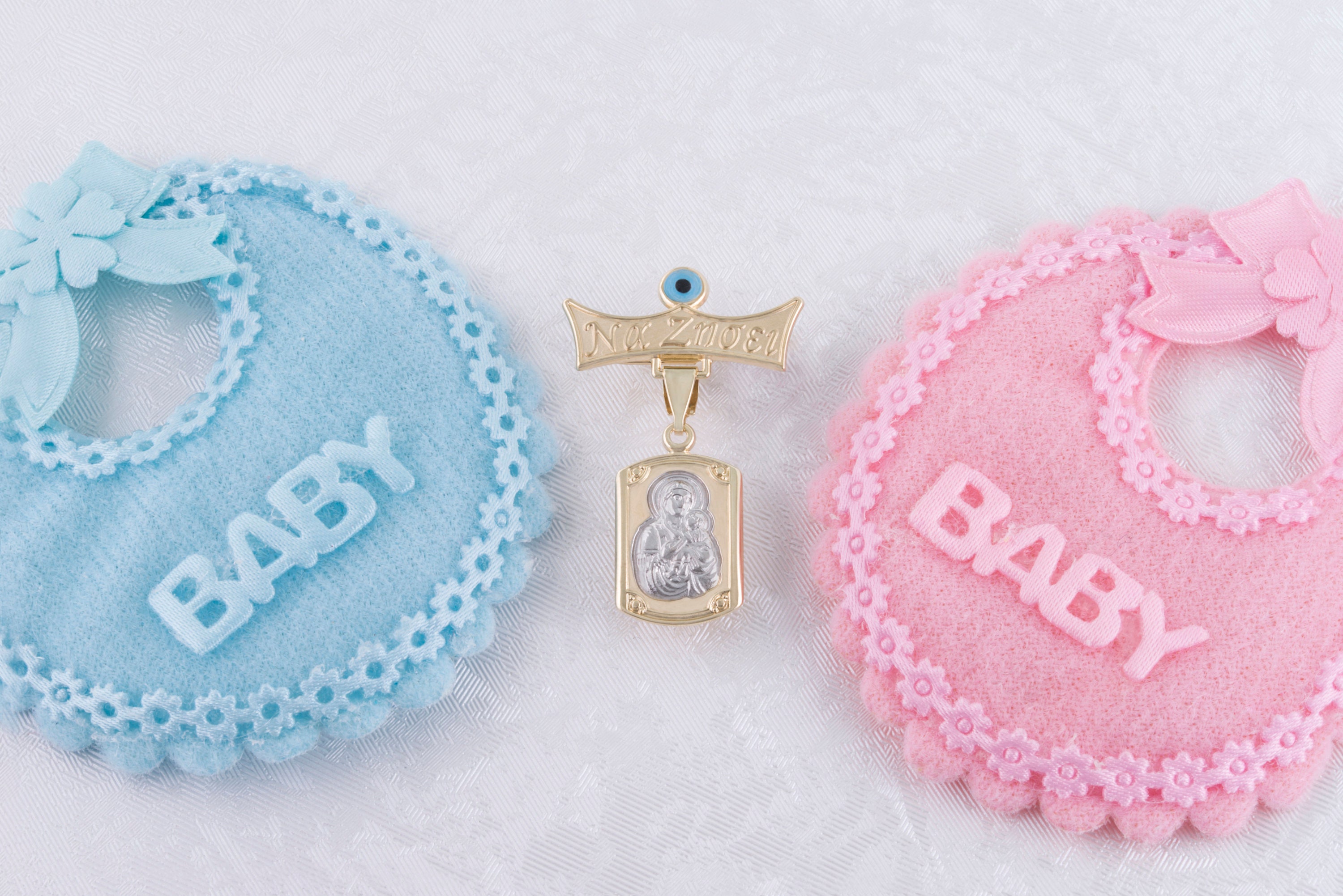 Virgin Mary & Little Jesus Safety Pin 9K Yellow White Solid - Etsy