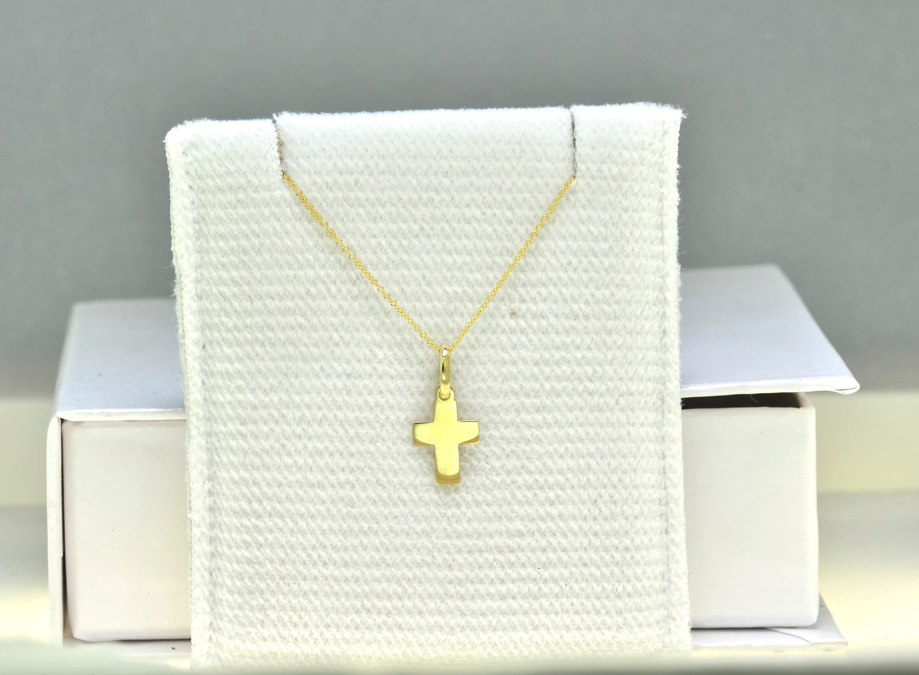 Baptism Gold Cross Necklace/ 9K PURE Solid Gold Cross/ Tiny Orthodox ...