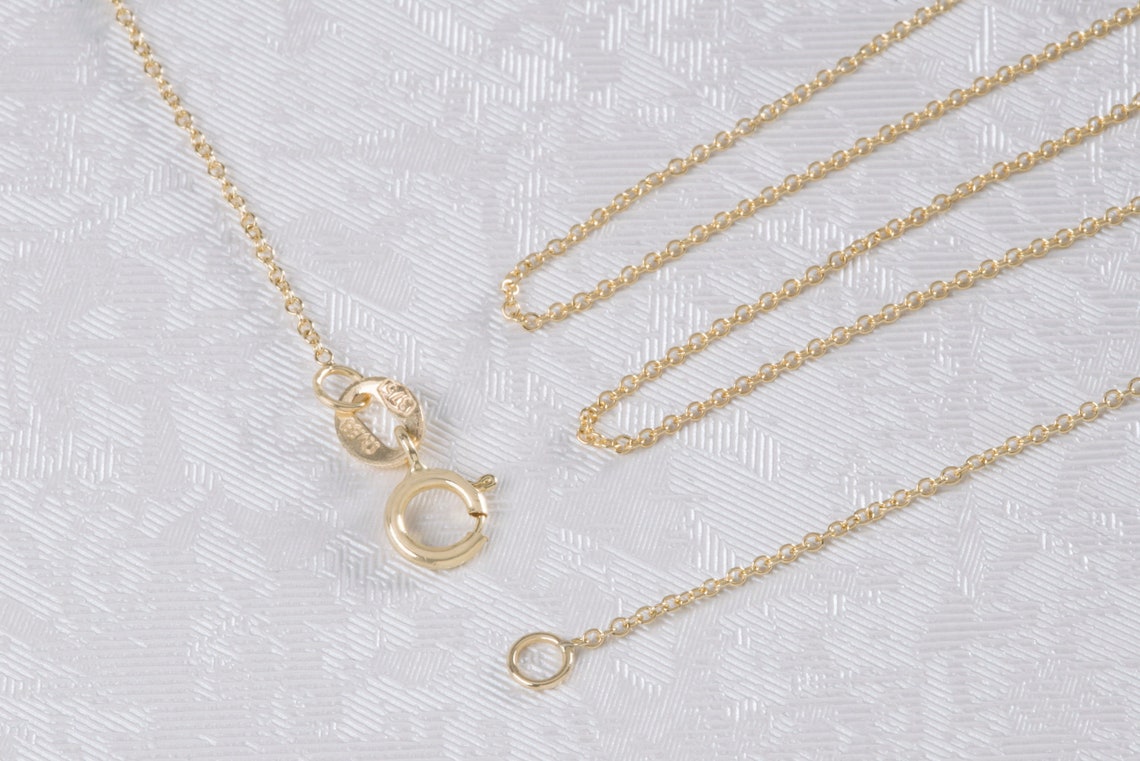 9K Cable Gold Chain Pure Solid Gold Chain 085mm Yellow Gold - Etsy