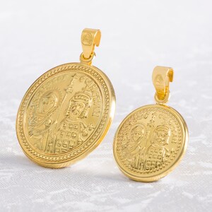 Saint Helen and Constantine Pendant, 9K Solid Gold Constantinato ...