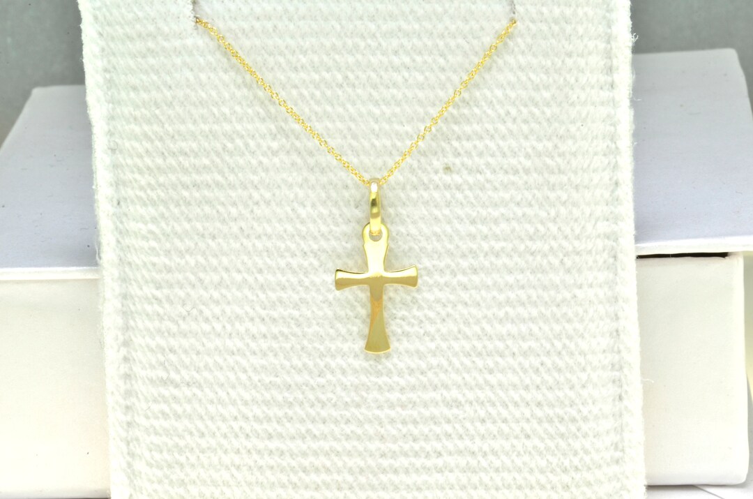 Gothic Gold Cross Necklace/ 9K PURE Solid Gold Cross/ Tiny Orthodox ...