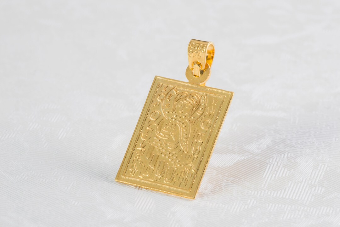 Double Face Constantine Pendant, 9K Solid Gold Constantinato,saint ...