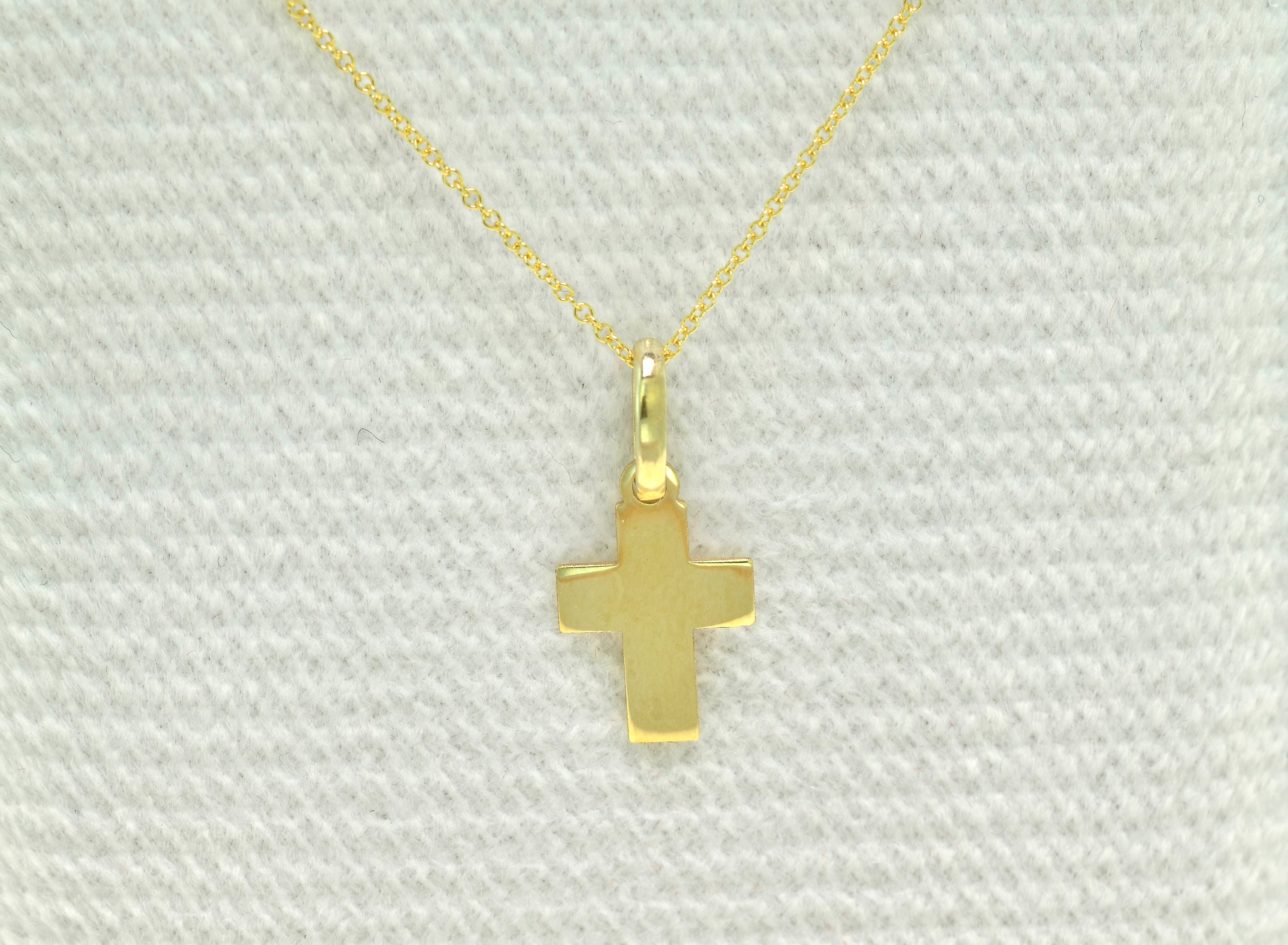 Baptism Gold Cross Necklace/ 9K PURE Solid Gold Cross/ Tiny Orthodox ...