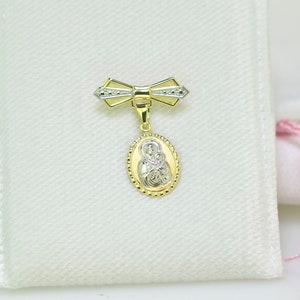 Virgin Mary & Little Jesus Safety Pin, 9K Yellow White Solid Gold,new ...