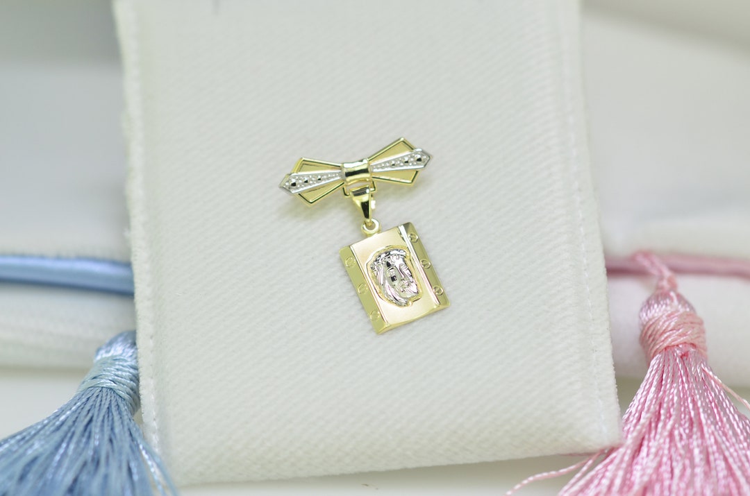 Jesus Safety Pin,new Born Boy Gold Amulet, 9K Yellow White Solid Gold ...