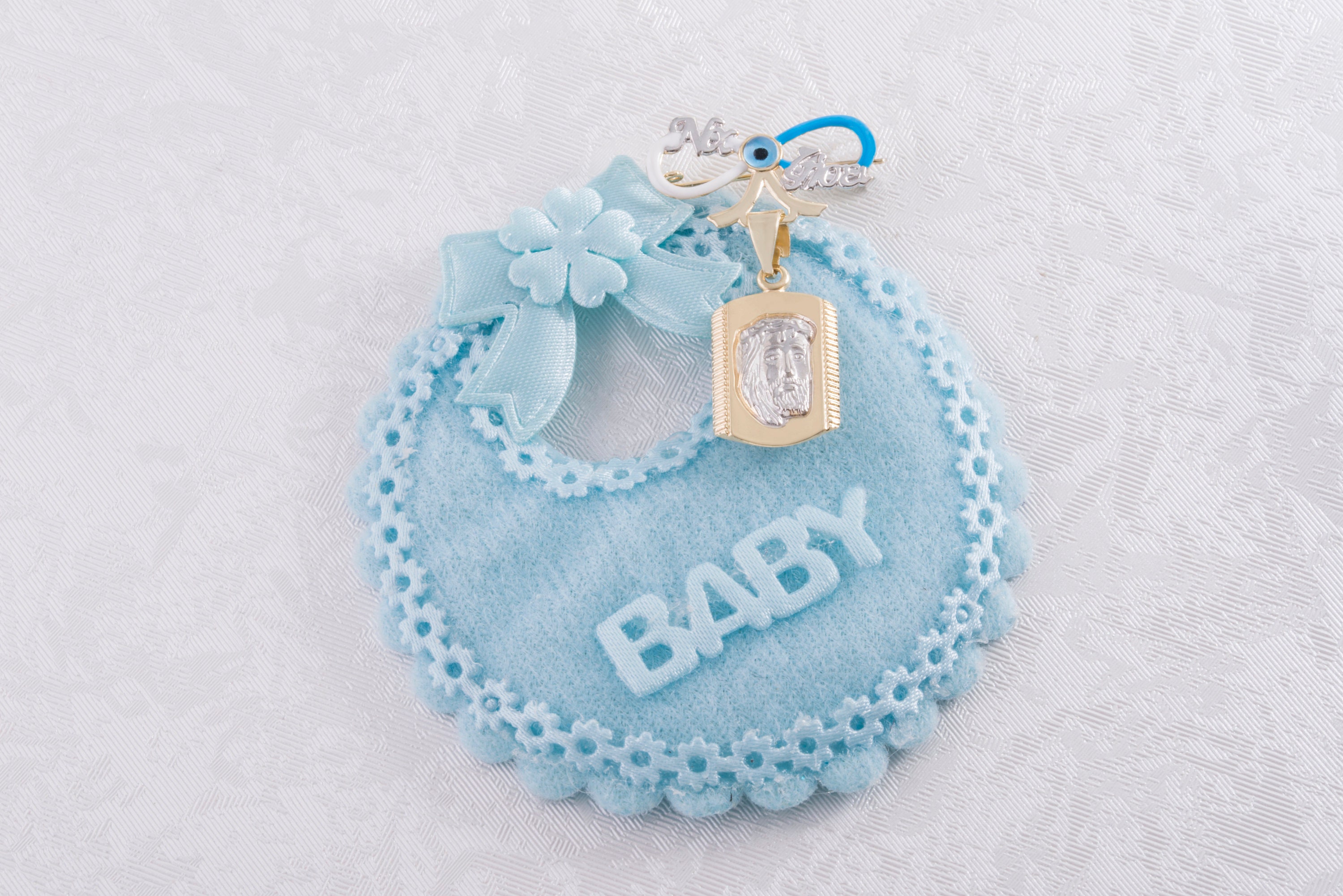 Jesus Safety Pin,new Born Boy Gold Amulet, 9kyellow White Solid Gold ...