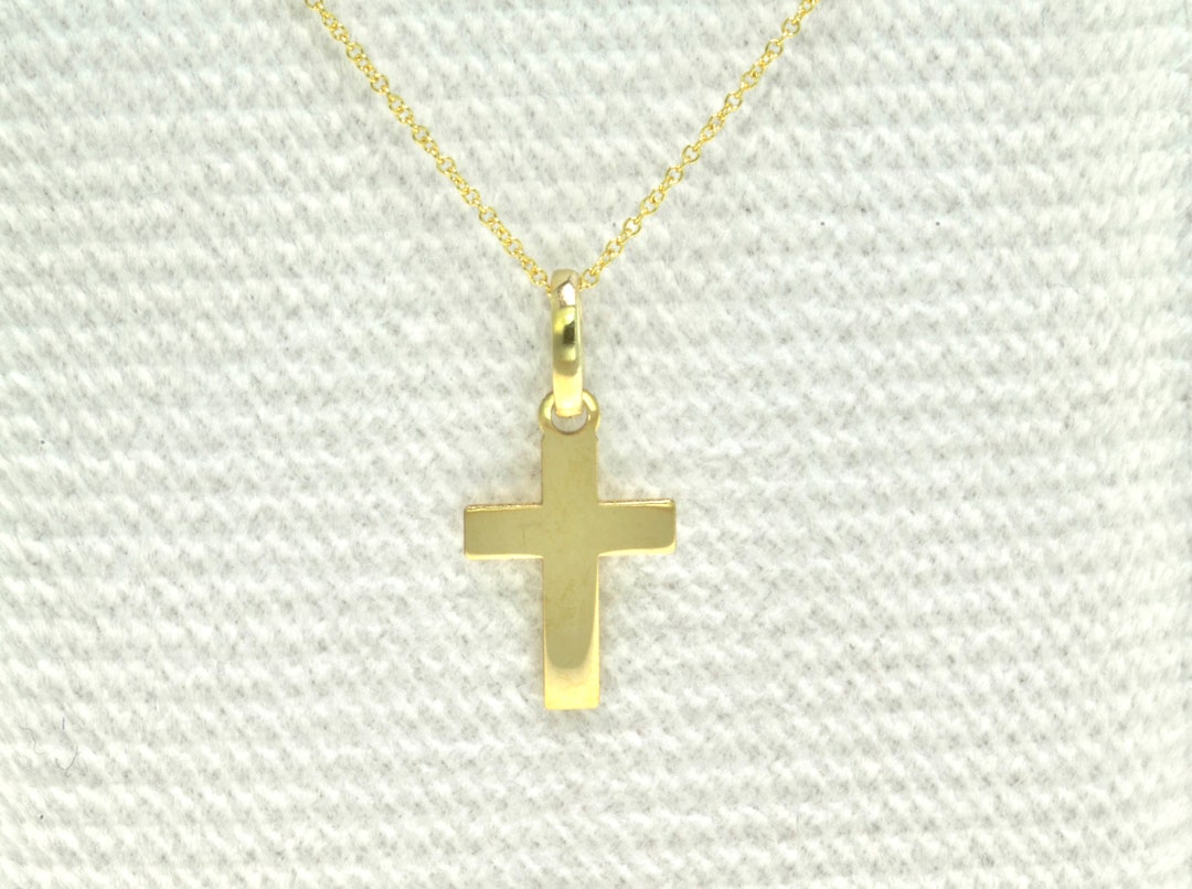 Baptism Gold Cross Necklace/9k PURE Solid Gold Cross/ Small Orthodox ...