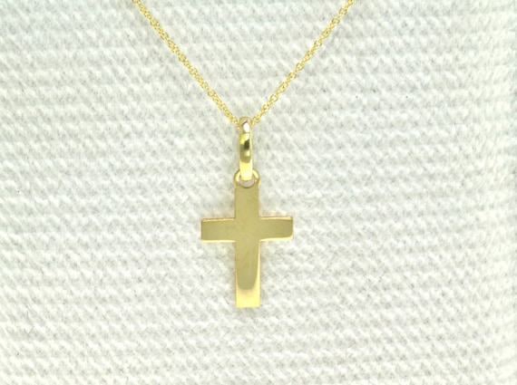 Baptism Gold Cross Necklace/9k PURE Solid Gold Cross/ Small | Etsy