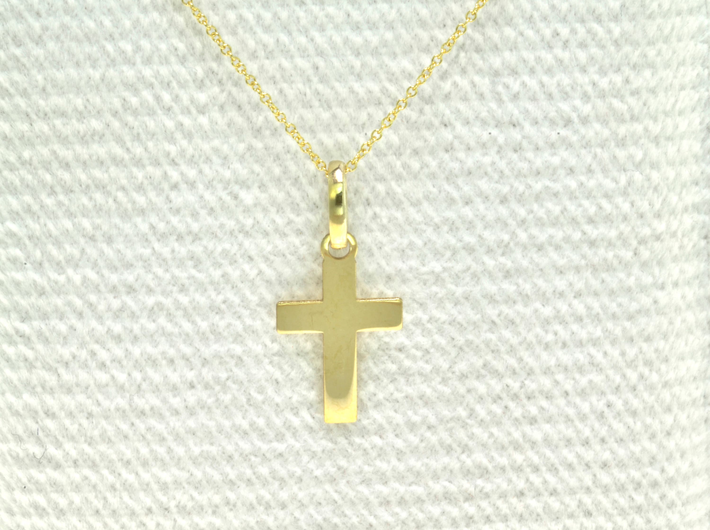 Baptism Gold Cross Necklace/9k PURE Solid Gold Cross/ Small Orthodox ...