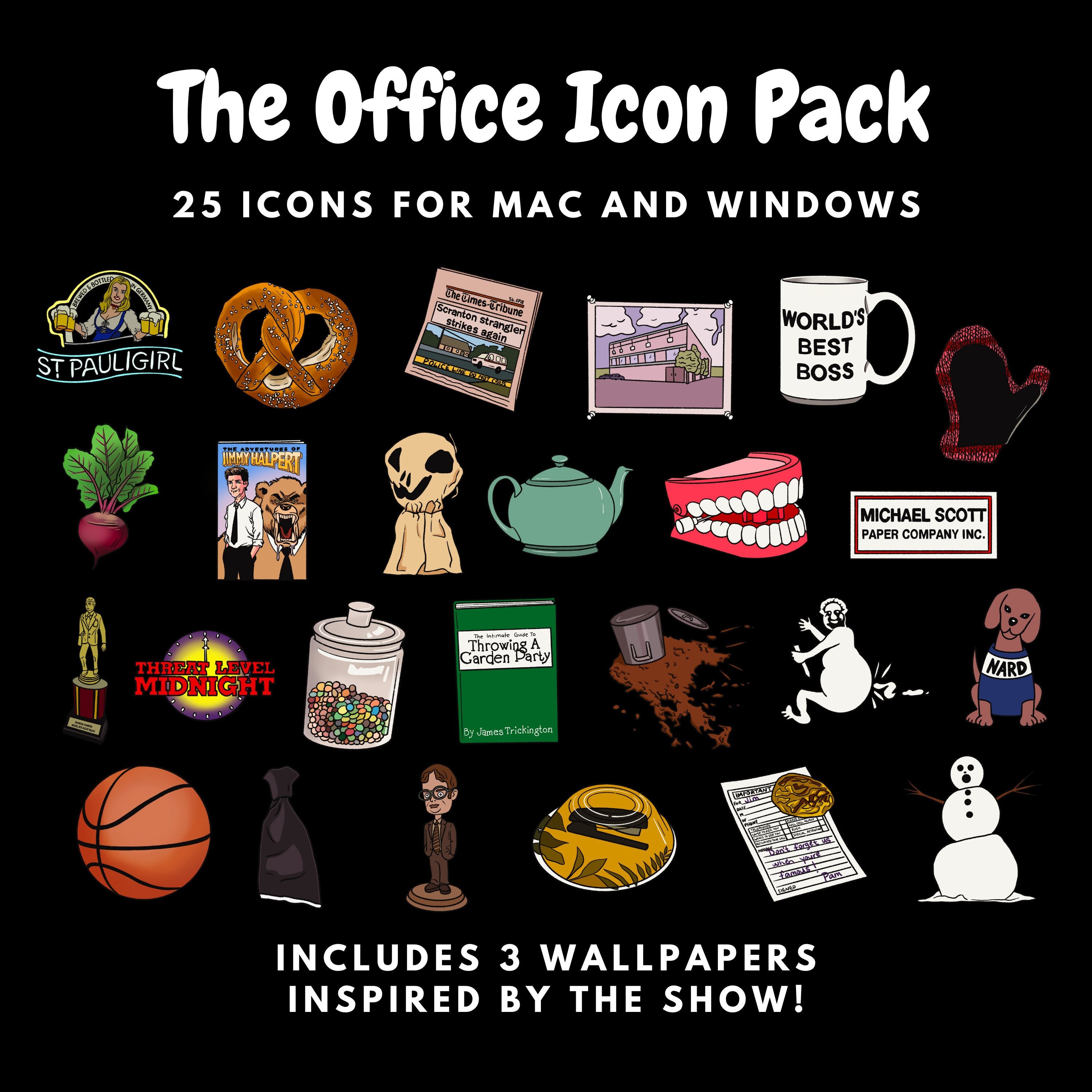 The Office Icon Pack With Wallpapers for Desktop mac and - Etsy