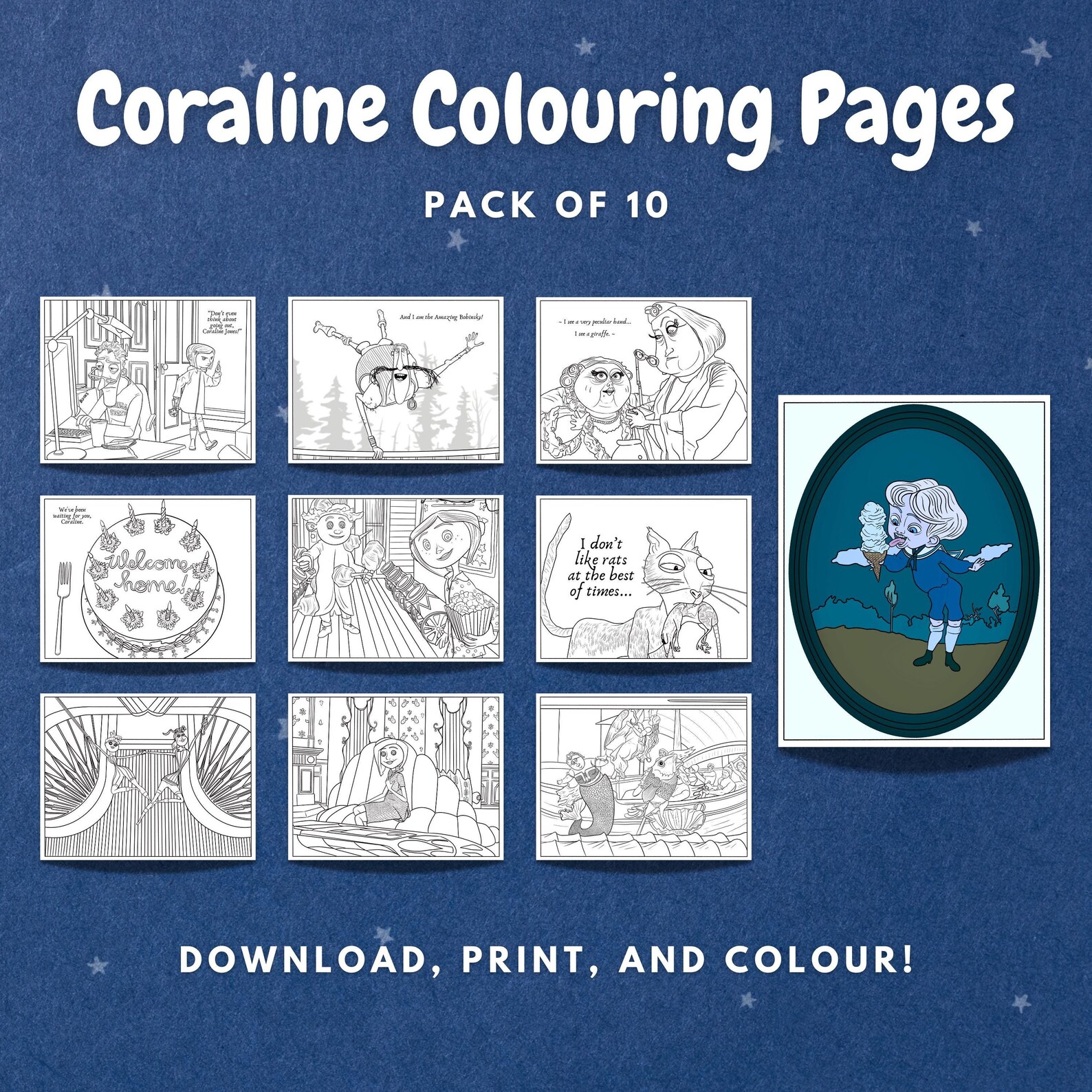 Coraline Colouring Pages (instant Download) 10 Pack Printable Colouring ...