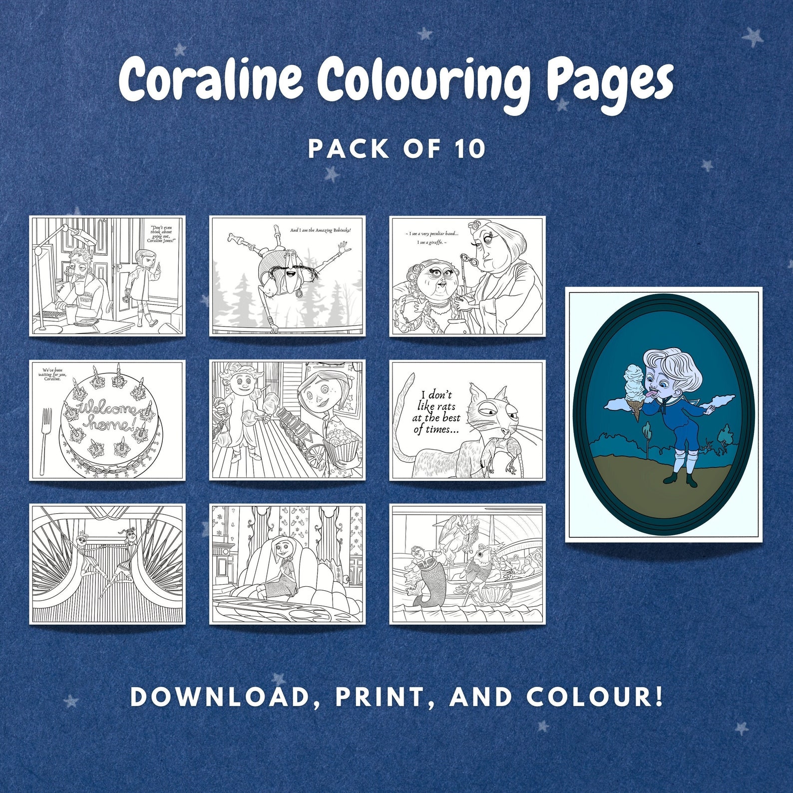 Coraline Colouring Pages instant Download 10 Pack Printable Colouring ...