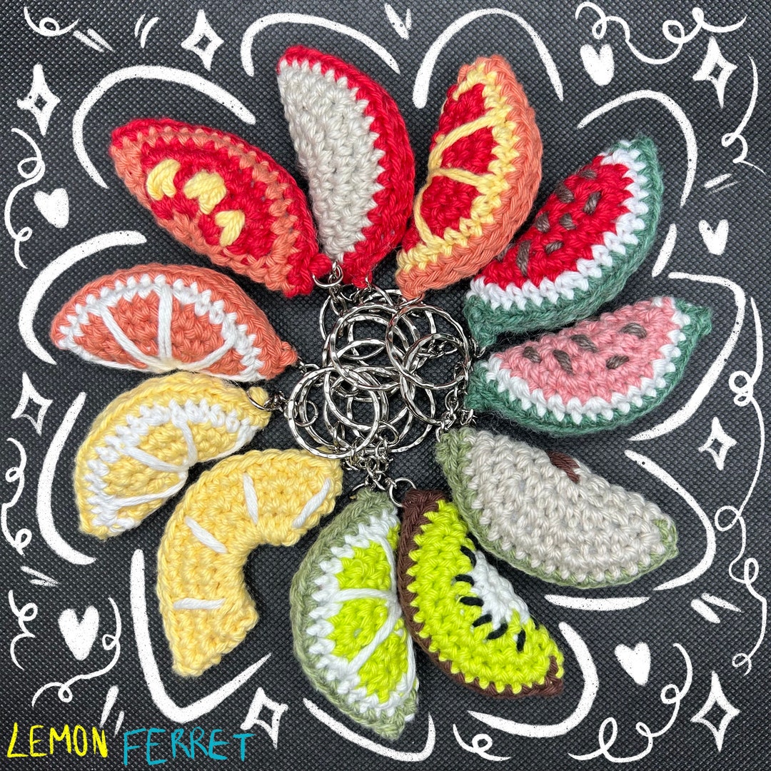 Crochet Fruit Keychains // Fruit Keychains // Fruit // Keychains ...