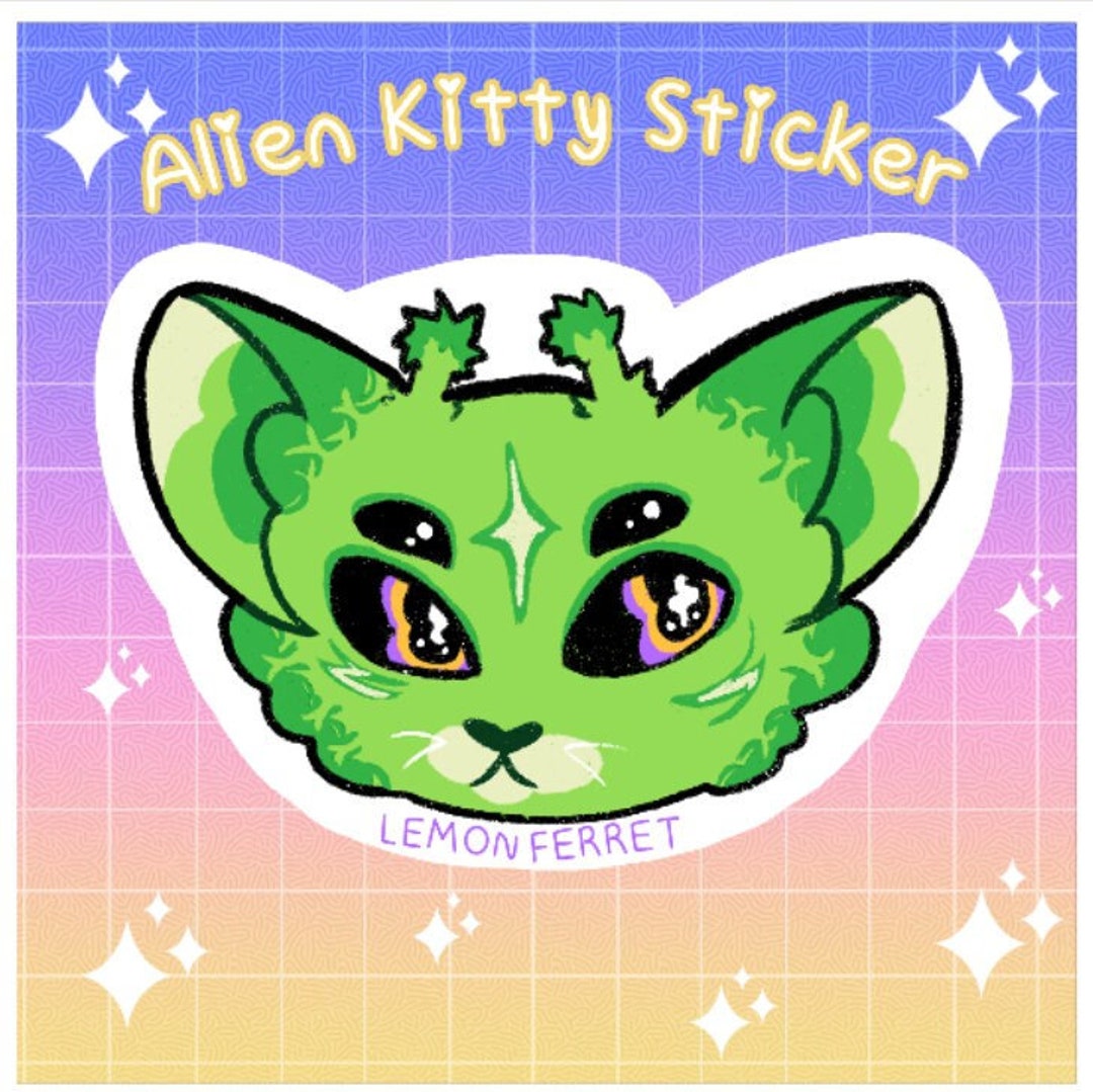Alien Kitty Sticker // Alien Cat Sticker // Alien Sticker // Cat ...
