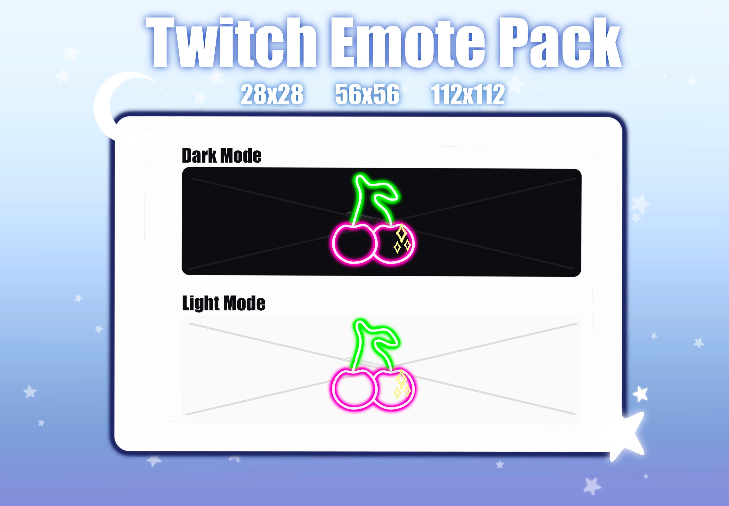 Twitch / Discord Emote Neon Light Cherries Emote - Etsy