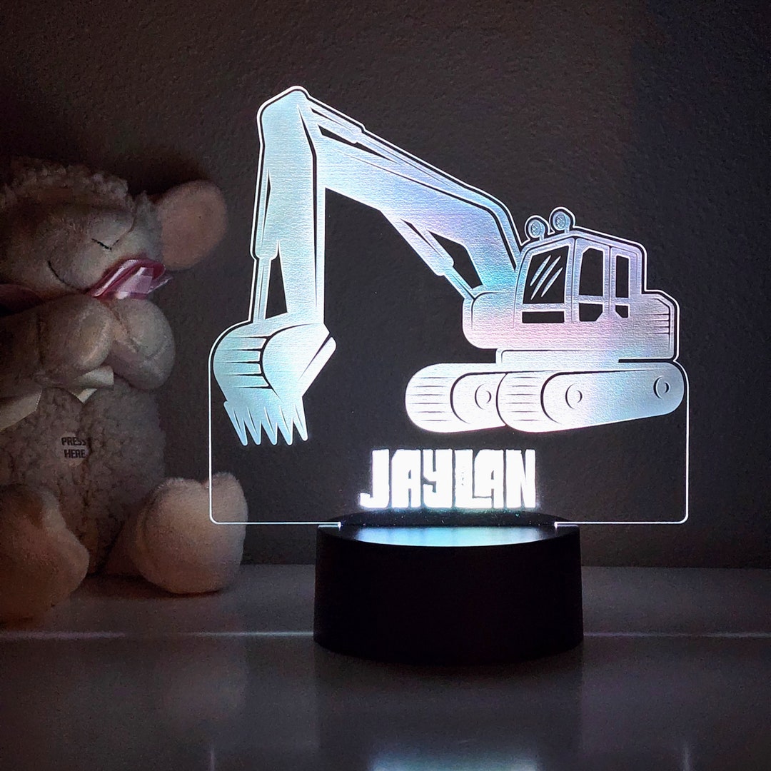 Personalized Excavator Night Light - Etsy