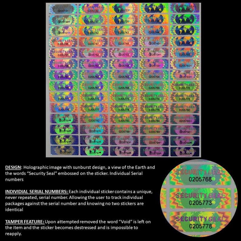 Hologram Security Seal Tamper Proof Security Sticker (serial Numbers ...