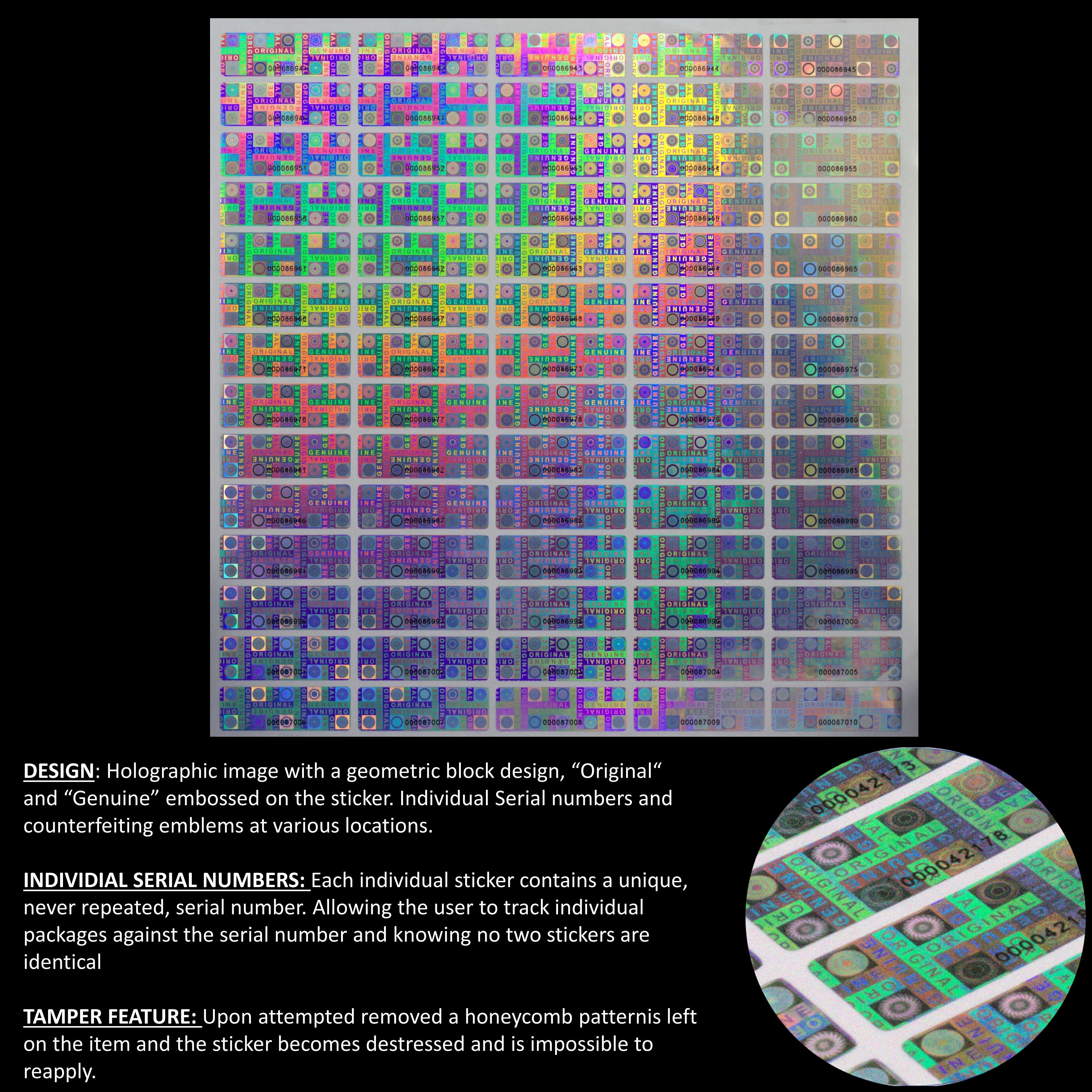 Genuine and Original Tamper Proof Security Sticker Labels With Serial ...