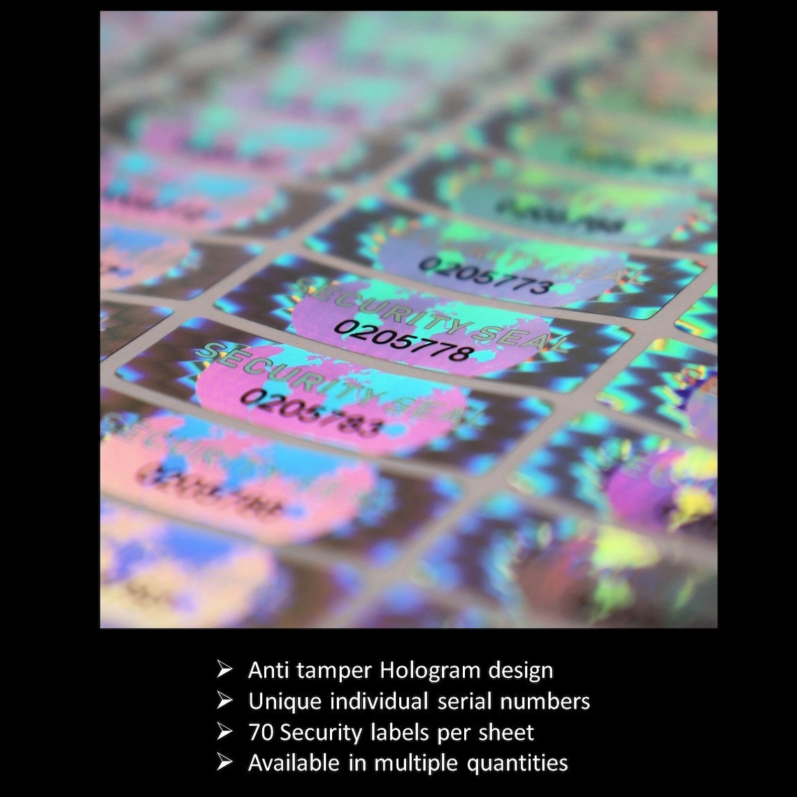 Hologram Security Seal Tamper Proof Security Sticker serial Numbers ...