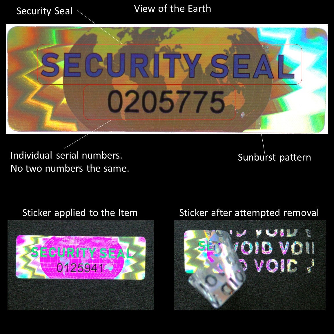 Hologram Security Seal Tamper Proof Security Sticker (serial Numbers ...