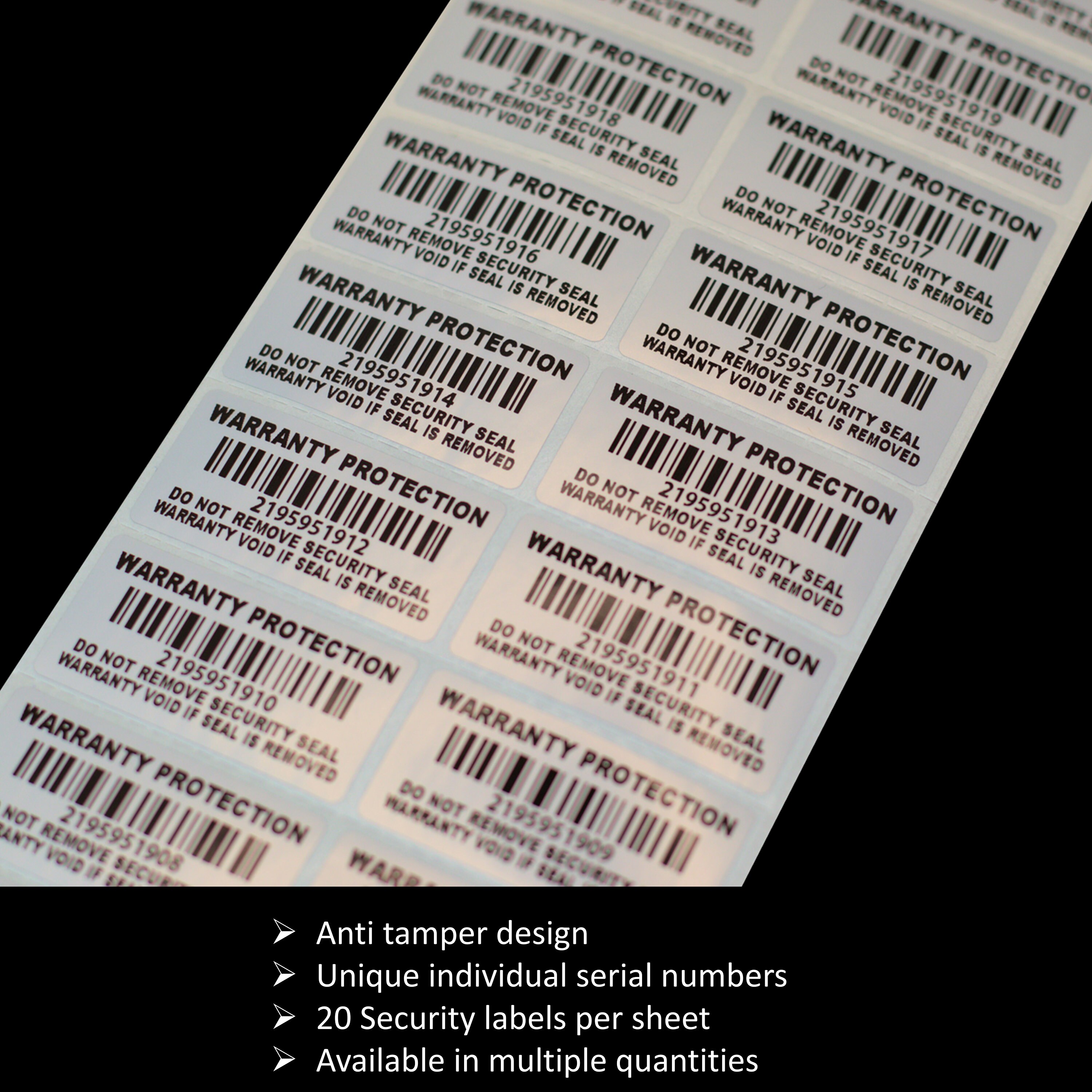 Warranty Void If Removed Security Sticker. Individual Serial Numbered ...