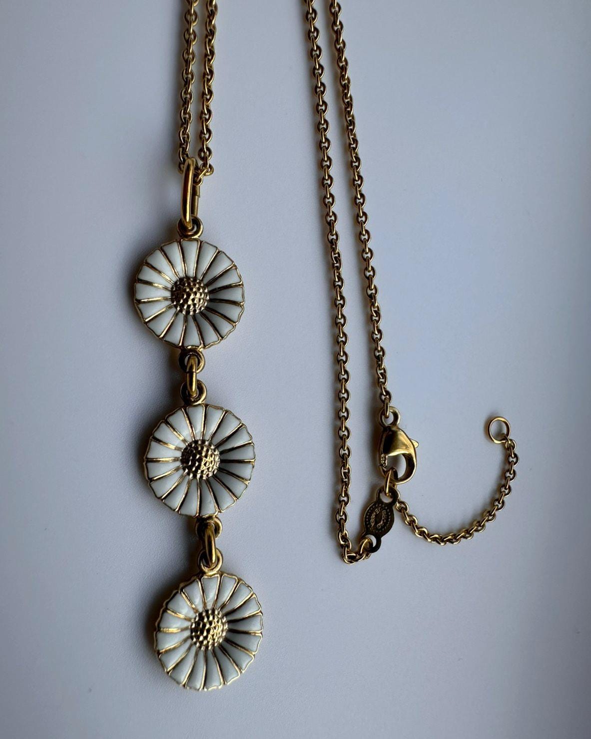 GEORG JENSEN Gilded Silver Daisy Necklace With Three Daisies Etsy