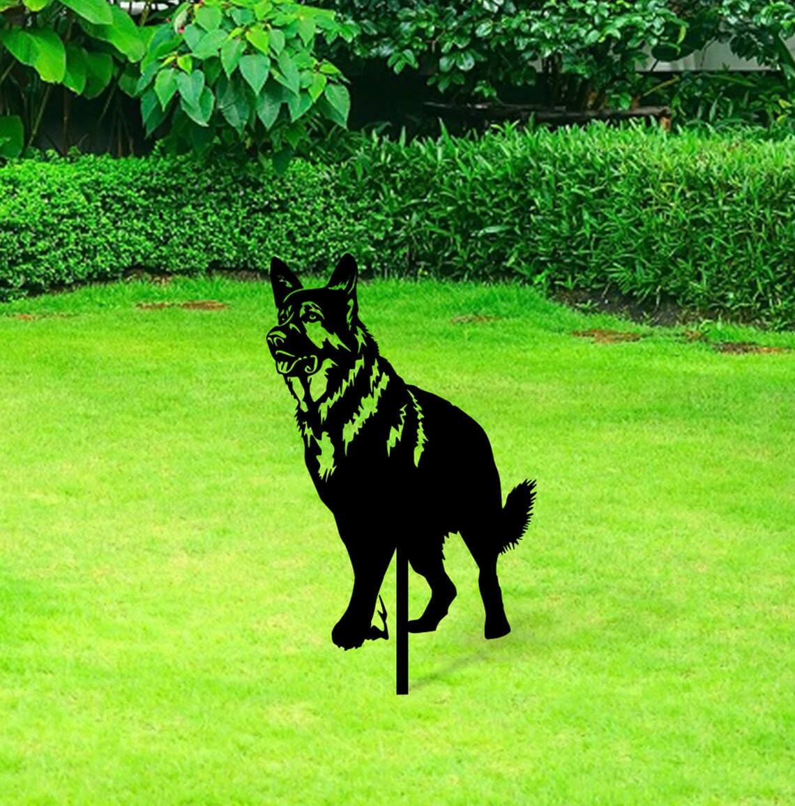 German Shepherd Metal Dog Silhouette Garden Decor Pet | Etsy