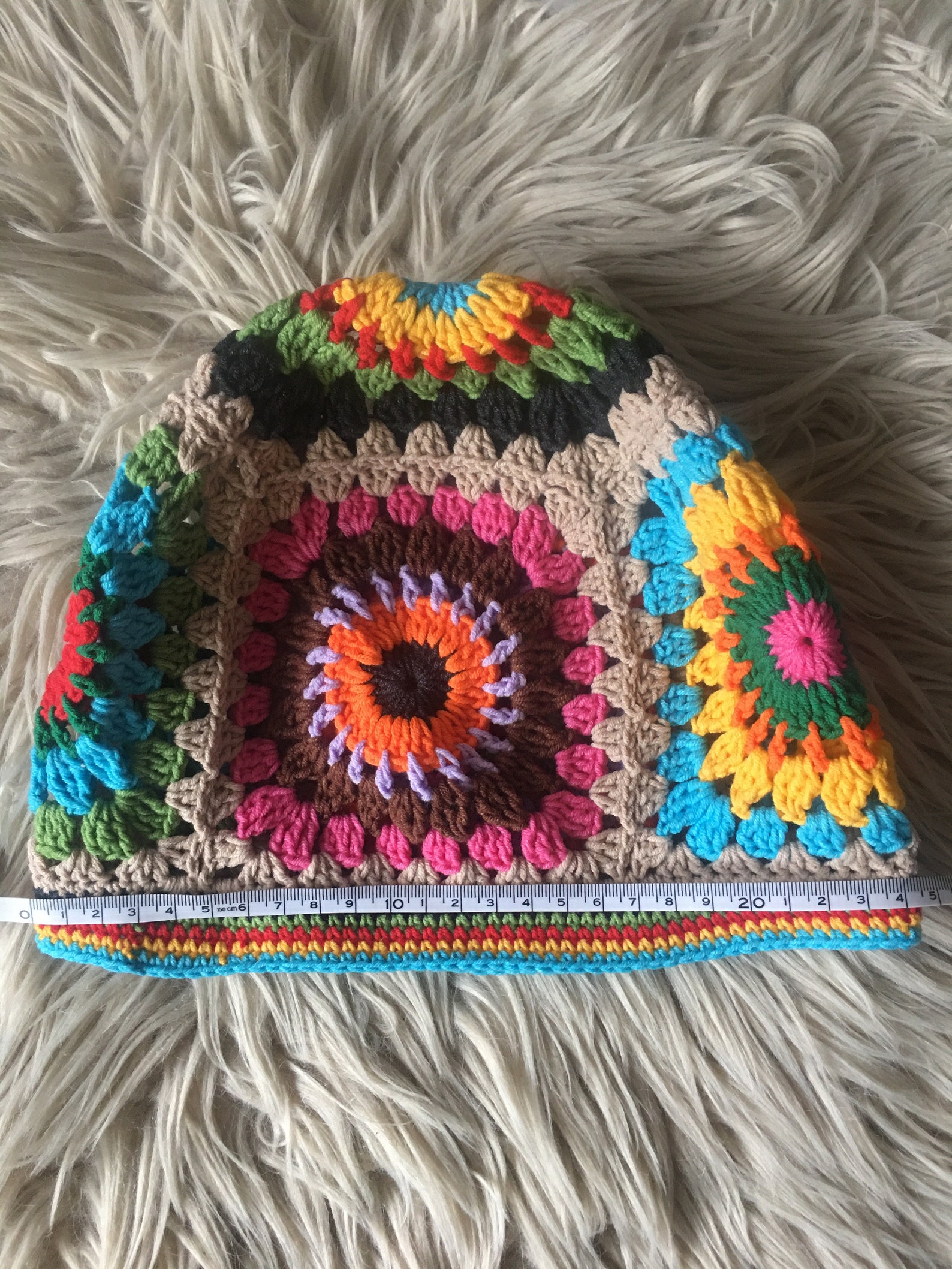 Granny Square Hat, Crochet Beanie, Granny Square Cap, Granny Square ...