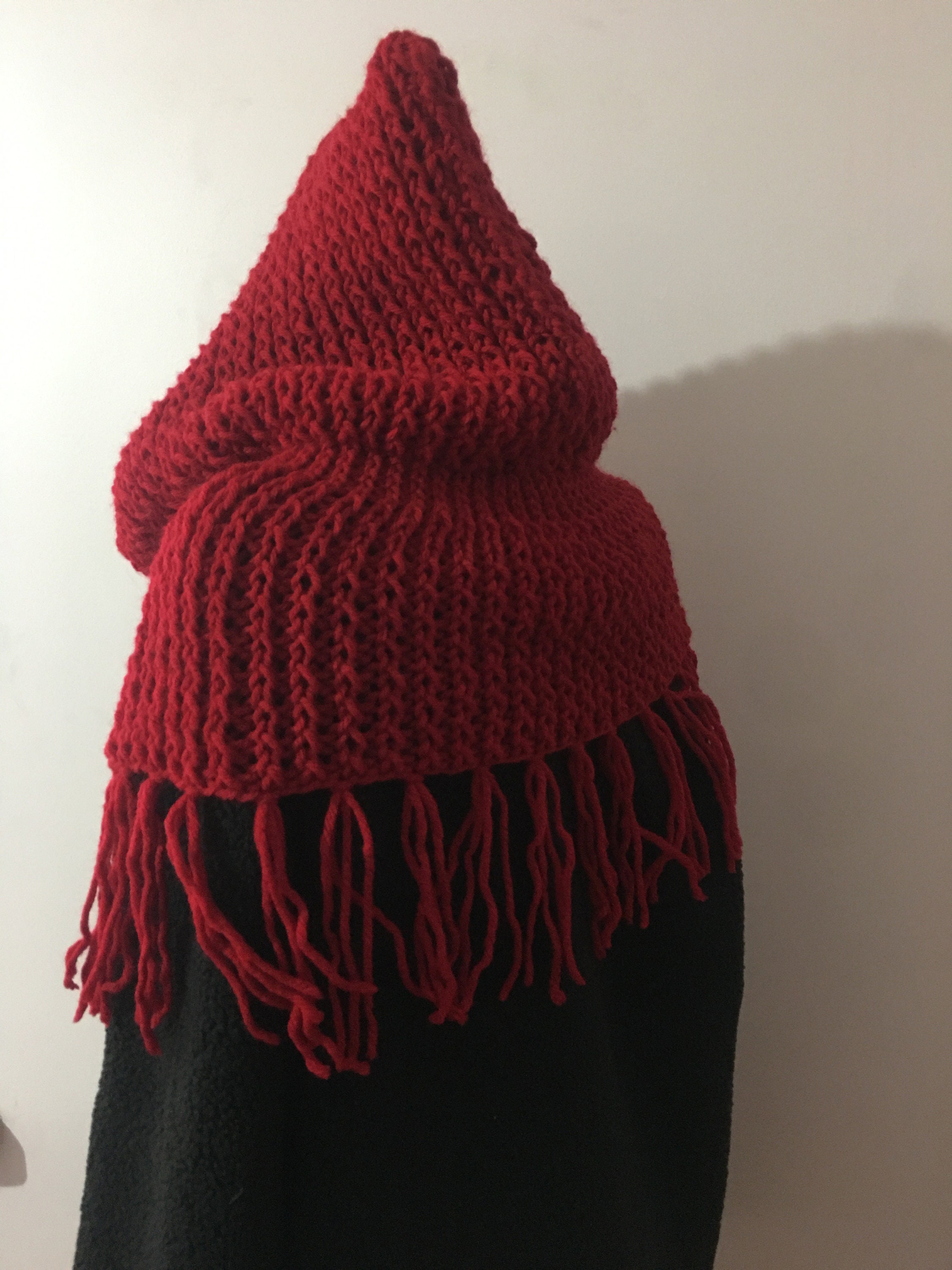 Red Wool Hooded Scarf Cable Knit Hoodie Scarves Wool Hooded - Etsy