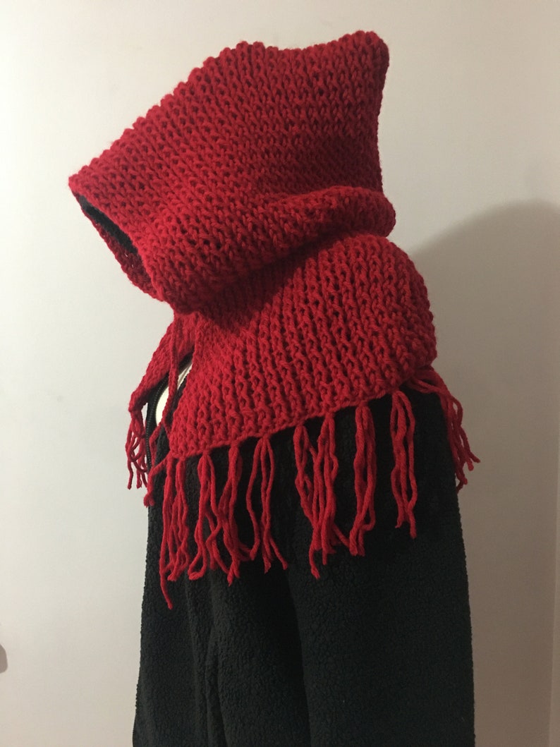 Red Wool Hooded Scarf Cable Knit Hoodie Scarves Wool Hooded - Etsy