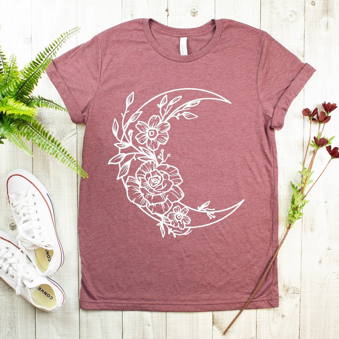 Floral Moon Shirt Moon Shirt Floral Shirt Moon Boho Shirt - Etsy